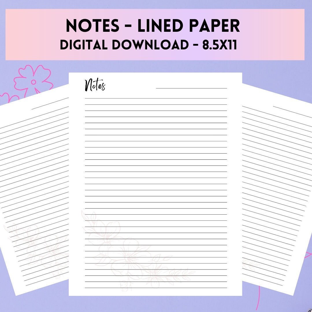 Notes - Lined Paper - Bullet Journaling - Planning - DIGITAL DOWNLOAD ...