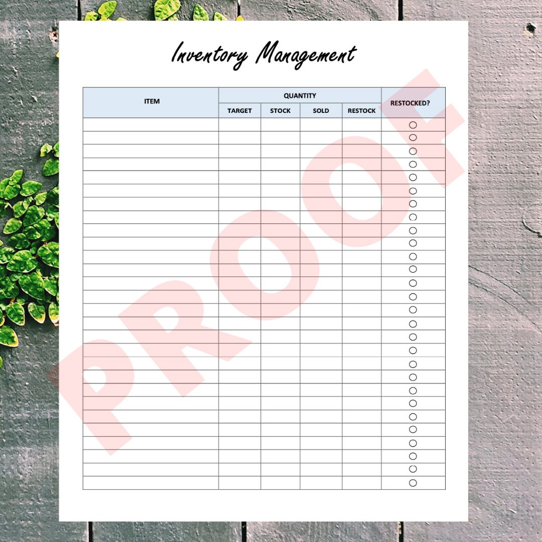 Inventory Management List DIGITAL DOWNLOAD Small Business - Etsy