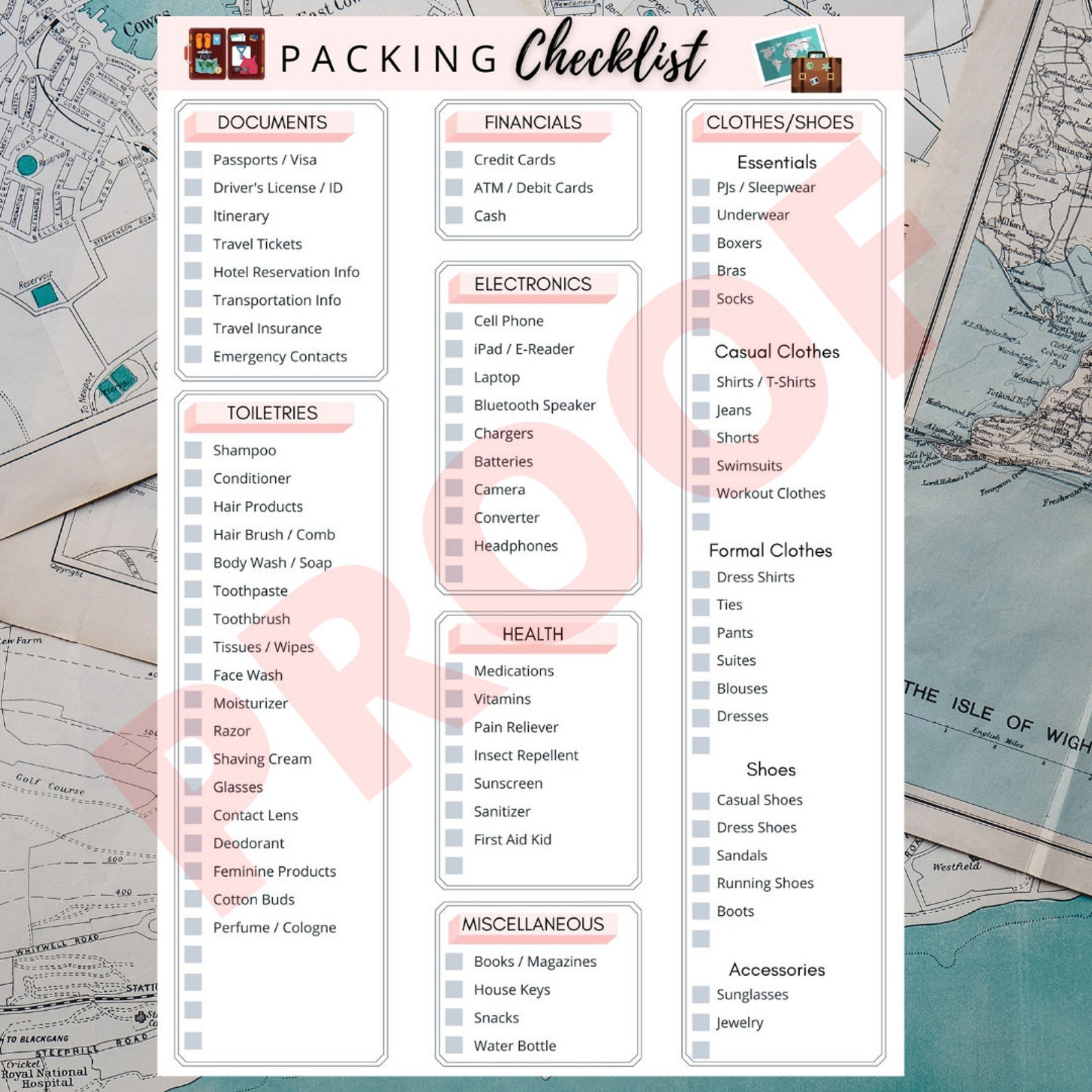 4 Pages Printable Packing List Pre-filled & Write Your Own | Etsy