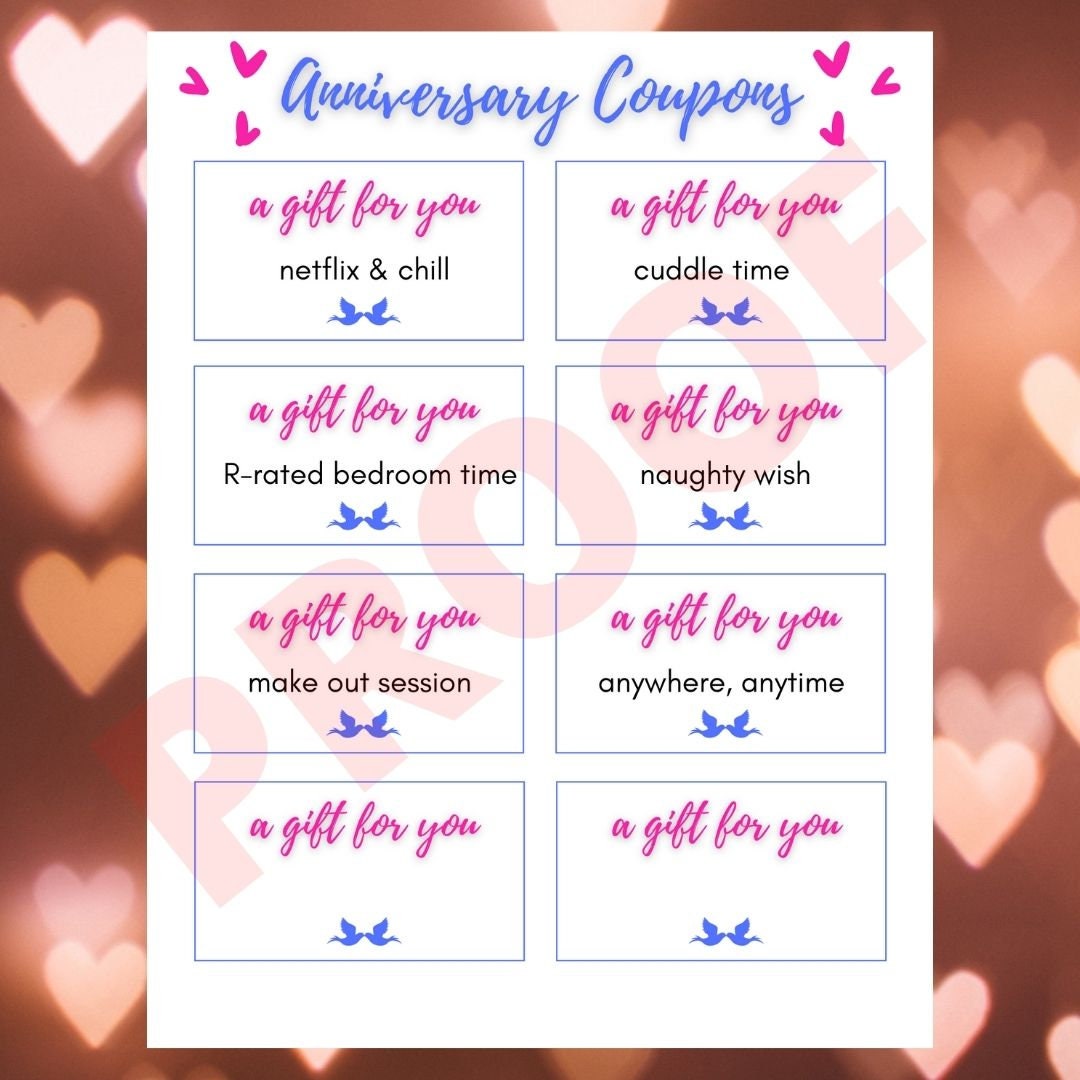 ANNIVERSARY COUPONS for Partner or Spouse Printable Love - Etsy