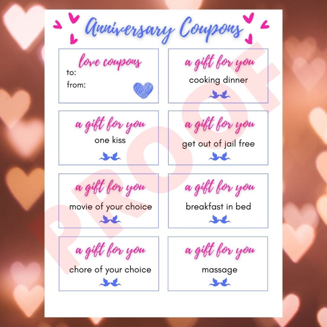 ANNIVERSARY COUPONS for Partner or Spouse Printable Love - Etsy