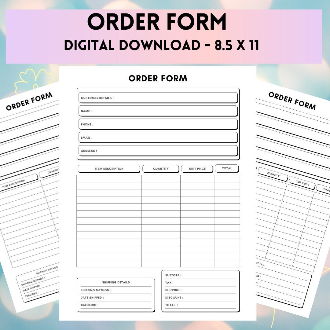 Minimalist Order Tracker - DIGITAL DOWNLOAD - Small Business Checklist - PDF Printable - Instant ...