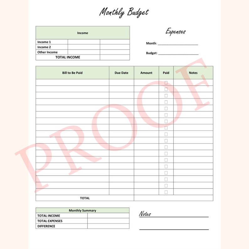 4 Pages Printable Budget Monthly Budget Weekly Budget - Etsy