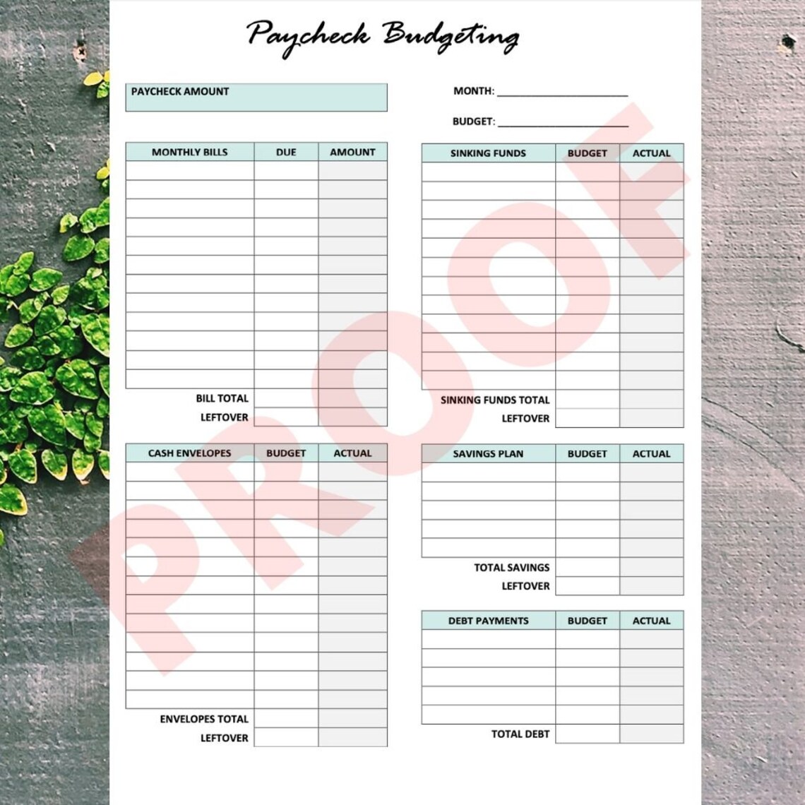 Paycheck Budget Planner DIGITAL DOWNLOAD Biweekly or | Etsy