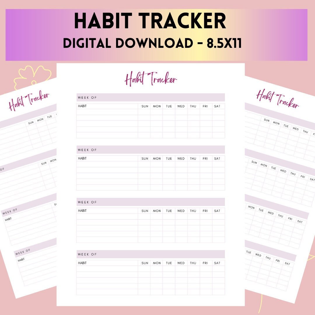 Habit Tracker 2023 Resolutions DIGITAL DOWNLOAD PDF Printable Instant ...