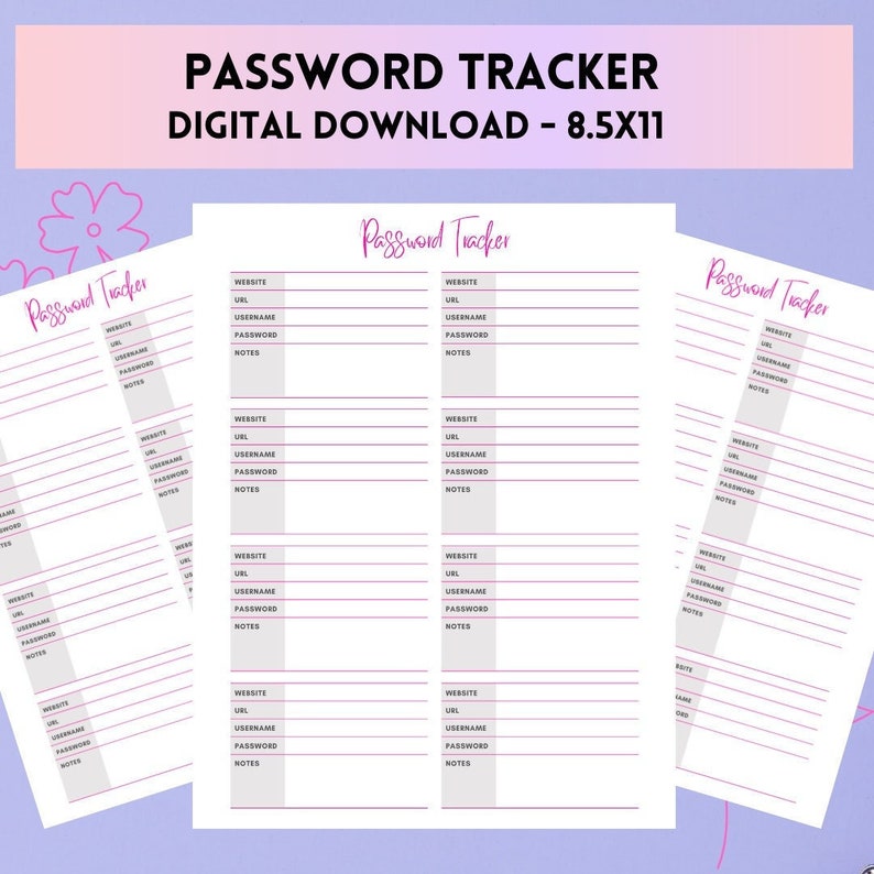 Password Keeper DIGITAL DOWNLOAD Password Organizer PDF - Etsy
