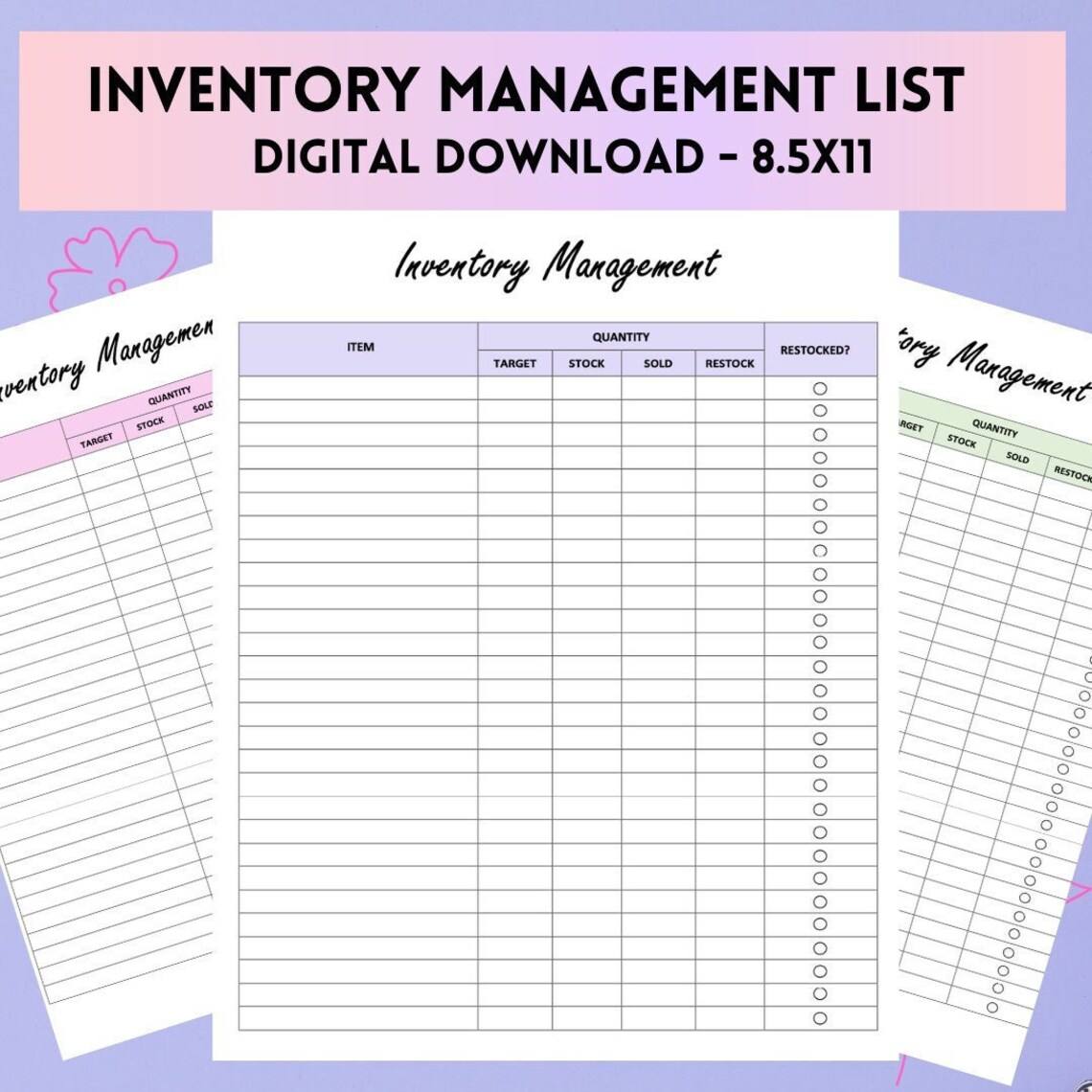 Inventory Management List DIGITAL DOWNLOAD Small Business - Etsy