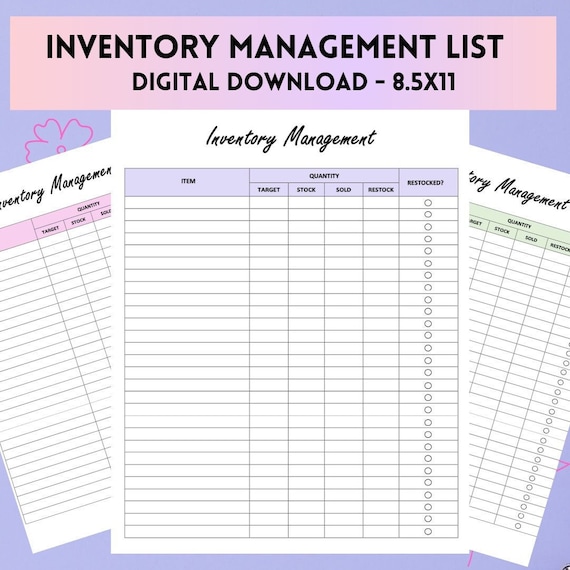 Inventory Management List DIGITAL DOWNLOAD Small Business - Etsy