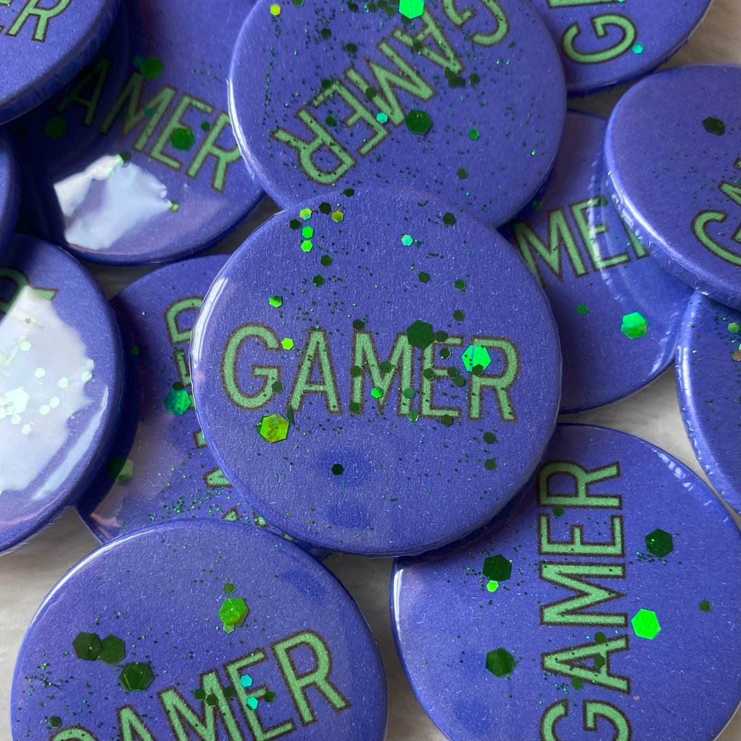 Gamer Glitter Badge 38mm - Etsy