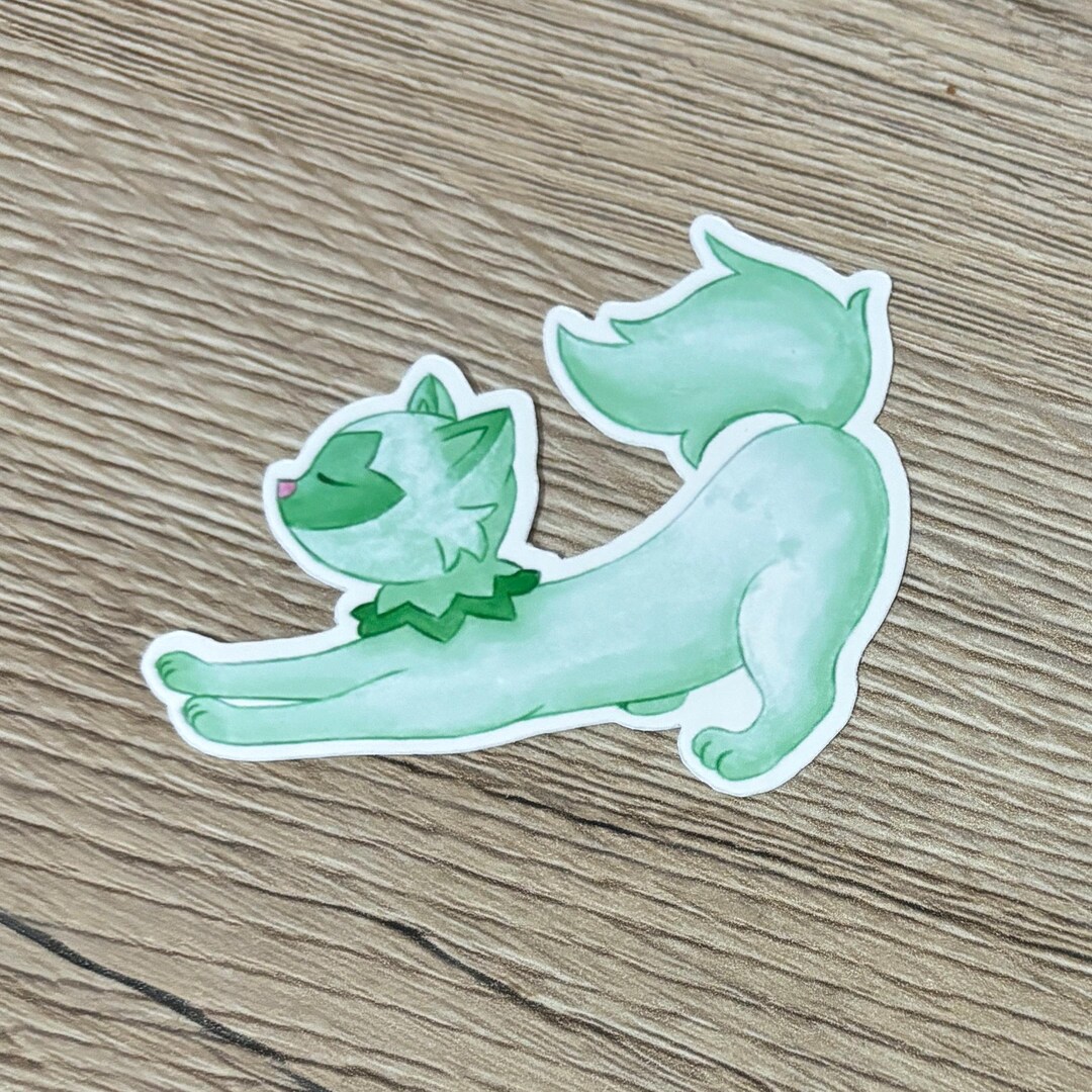 Sprigatito Stretching Sticker - Etsy