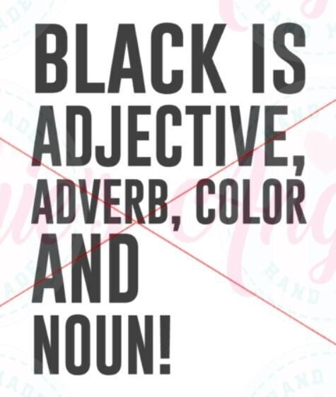 Black is Adjective, Adverb, Color and Noun SVG Cut File, Instant ...