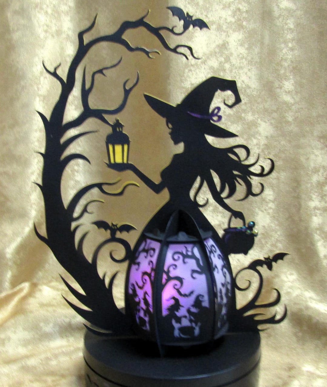 Handcrafted Witch Halloween Lantern: Cardstock Vellum Accent Witches ...