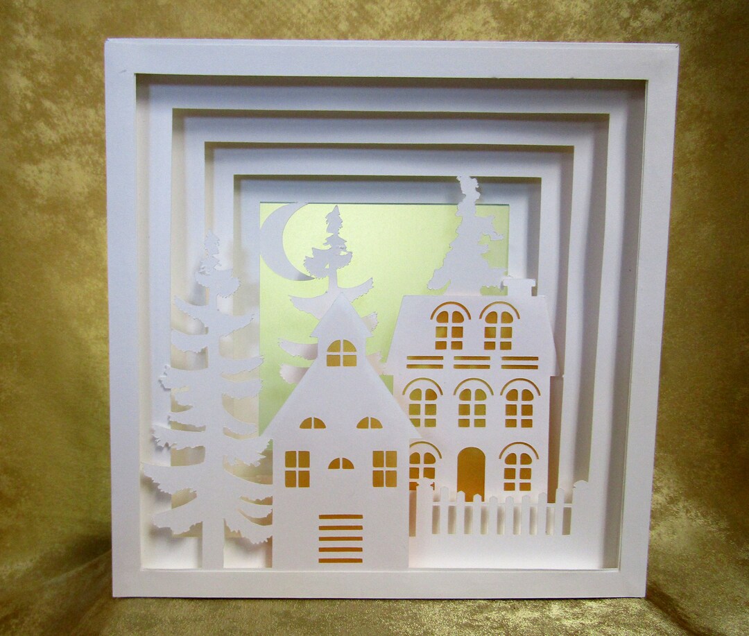 Moon Light Neighborhood Shadow Box - Finished Display Ready to Enjoy - Etsy