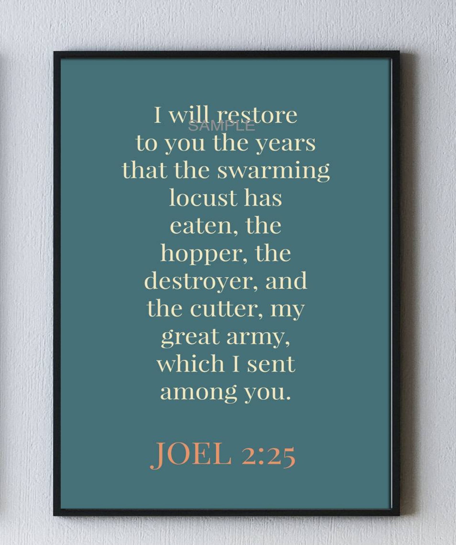 Joel 2:25 Versículo de la Biblia Arte de la pared Salmos | Etsy