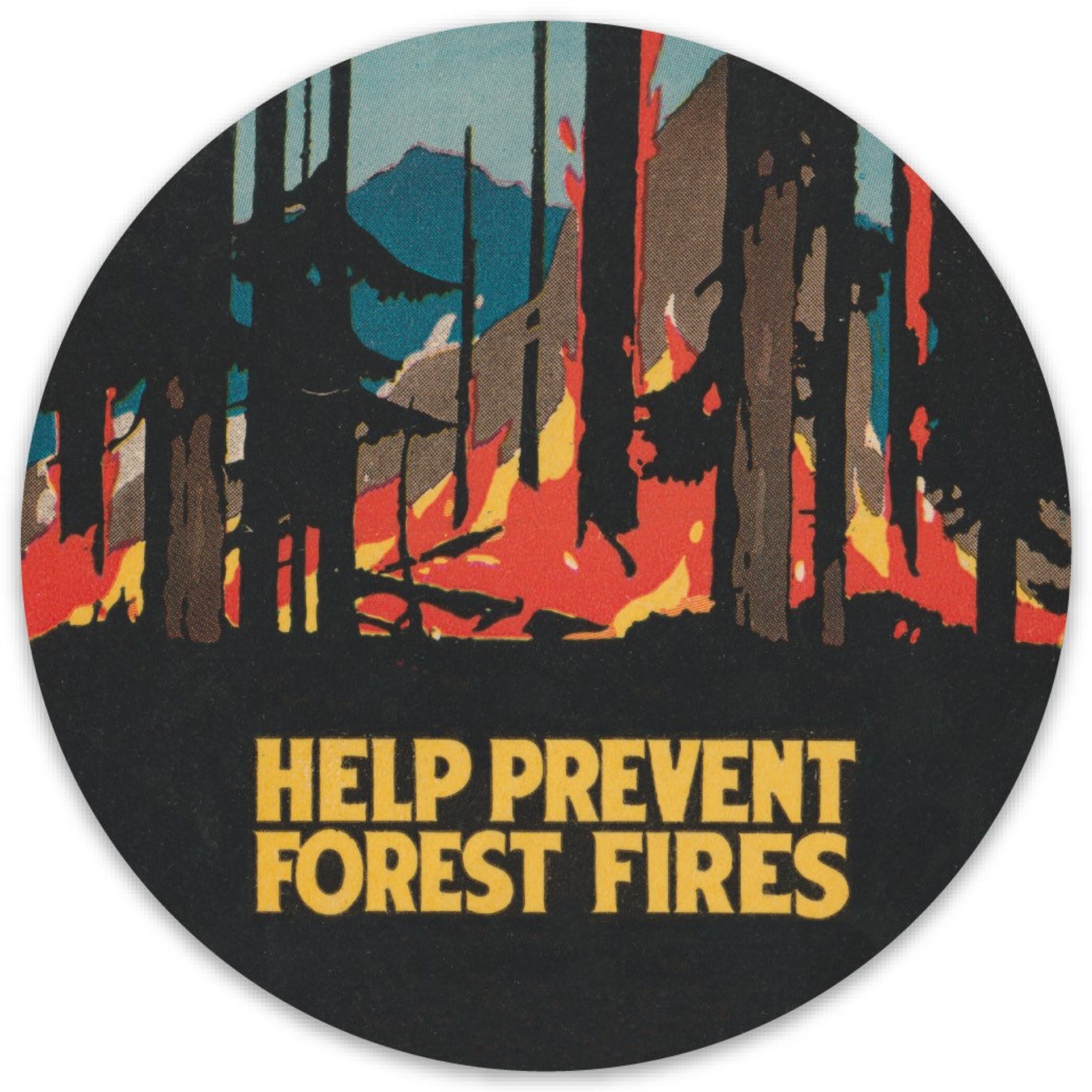 Help Prevent Forest Fires, Vintage Image vinyl Sticker - Etsy