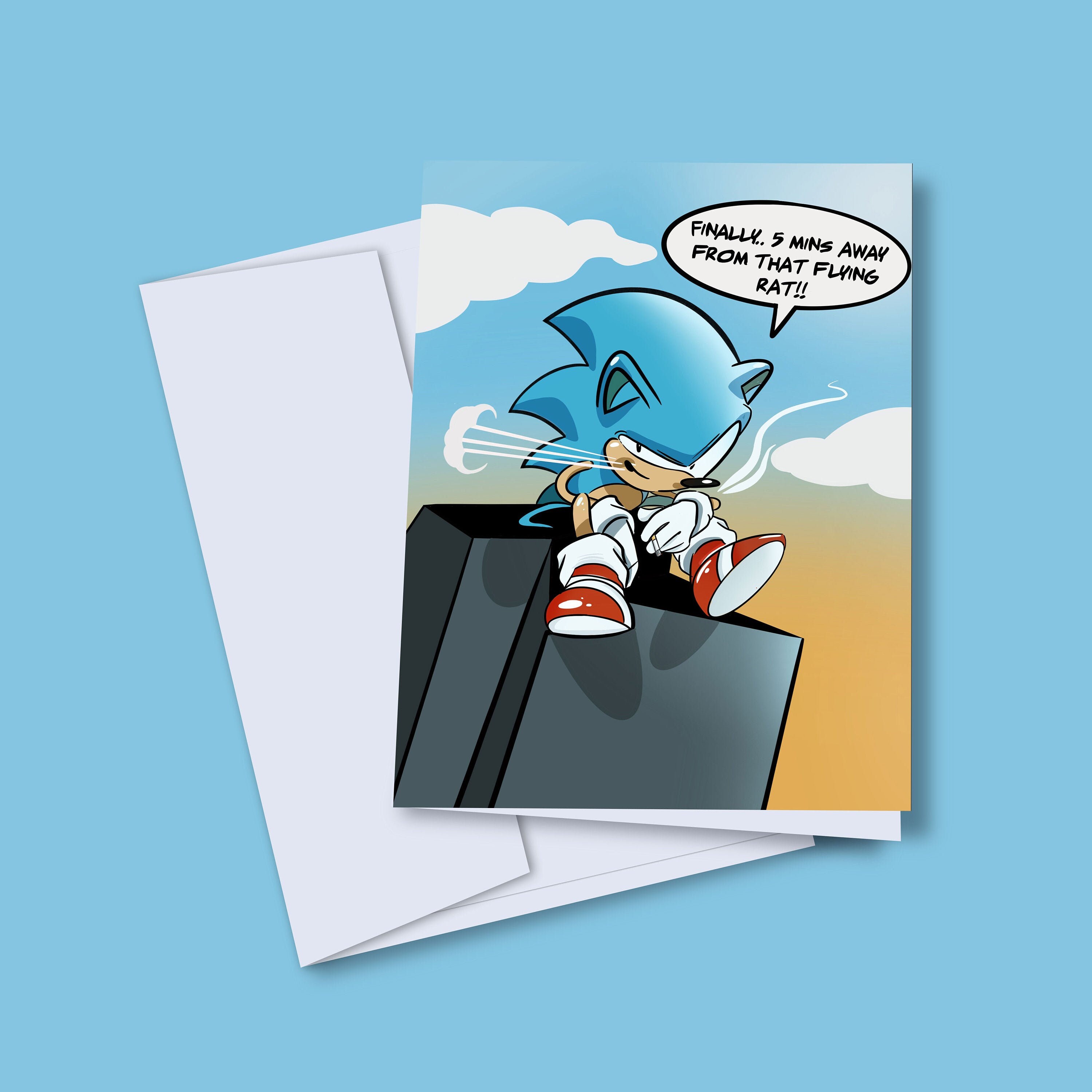 Sonic A5 Karte Umschlag Sonic the Hedghog Illustration - Etsy.de