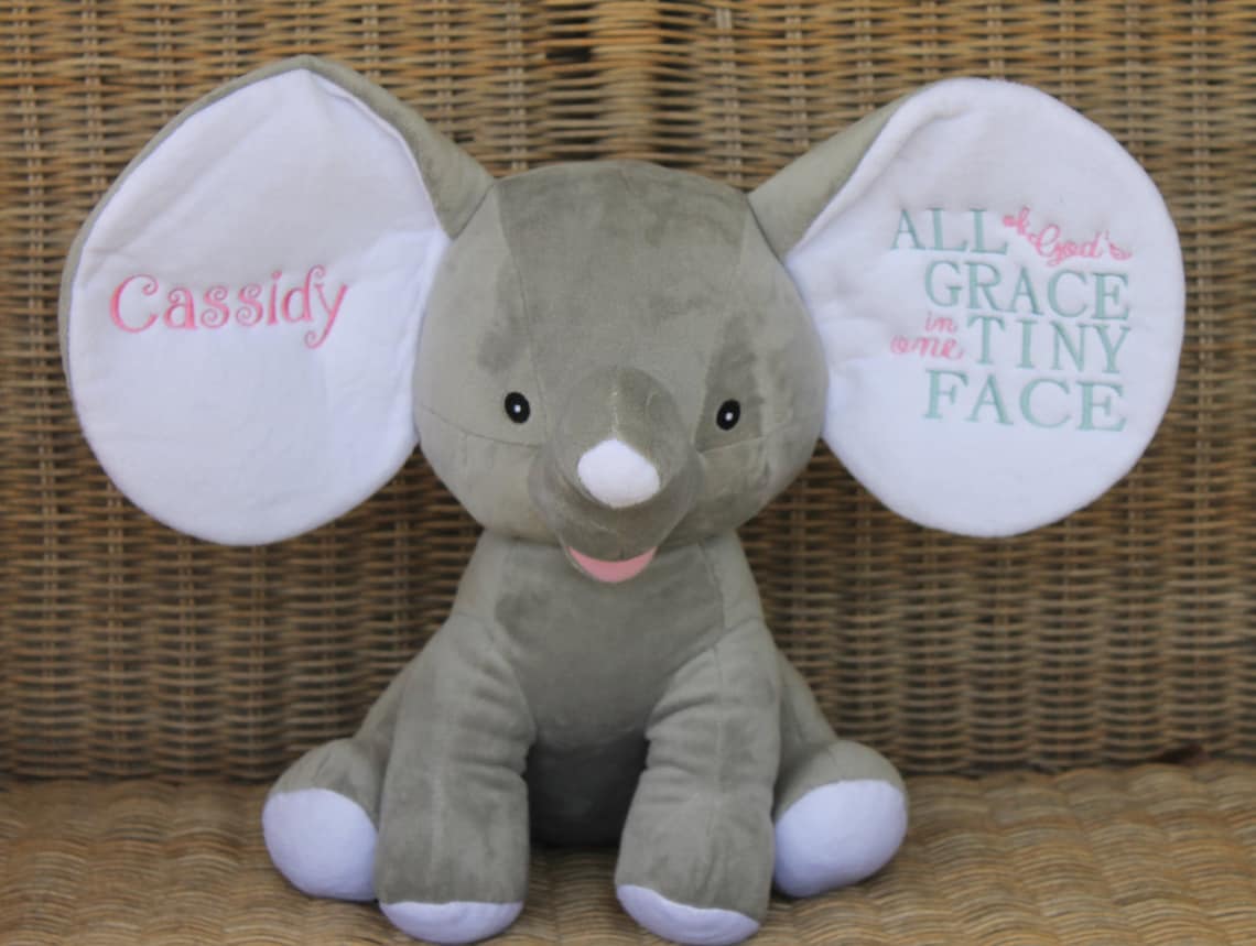 Personalized Elephant Embroidered Baby Elephant Cubbie - Etsy