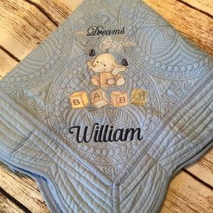 Embroidered Baby Quilt, Personalized Baby Quilt, Embroidered, Handmade ...