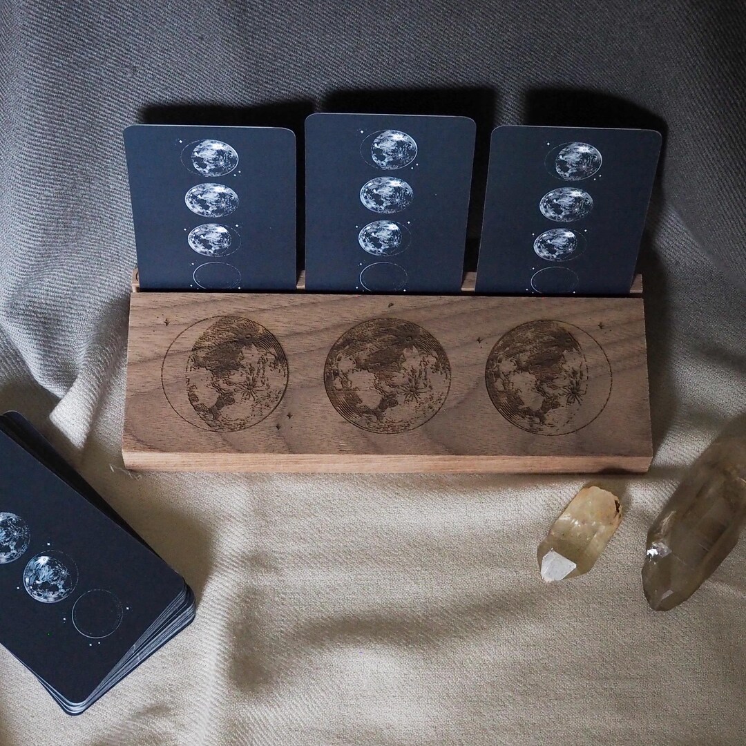Large Wooden Oracle Card Stand With Full Moon - Etsy