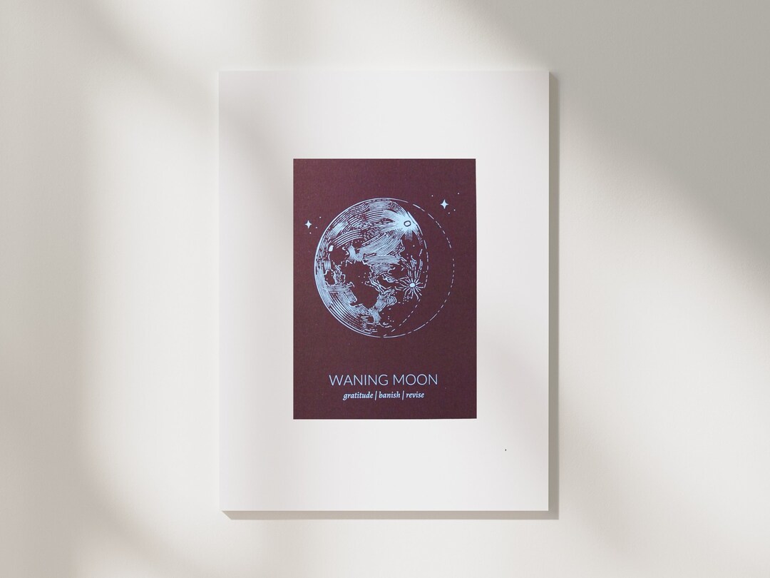 Rust: Waning Moon Lunar Cycle Art Print - 5x7 - Moon Phase Wall Decor ...