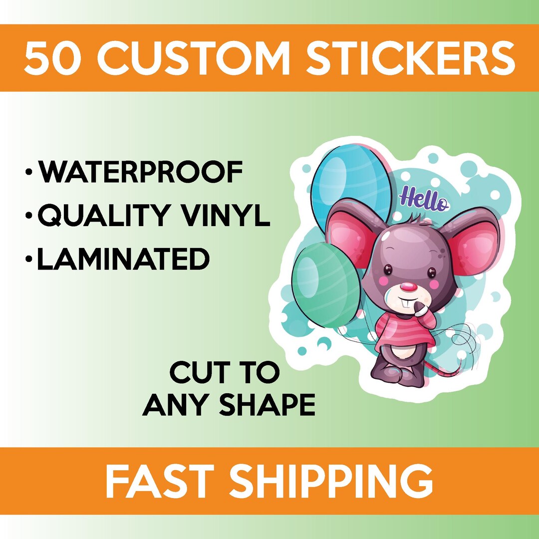 50 Custom Vinyl Stickers / Water Proof Stickers / Printed With Your ...