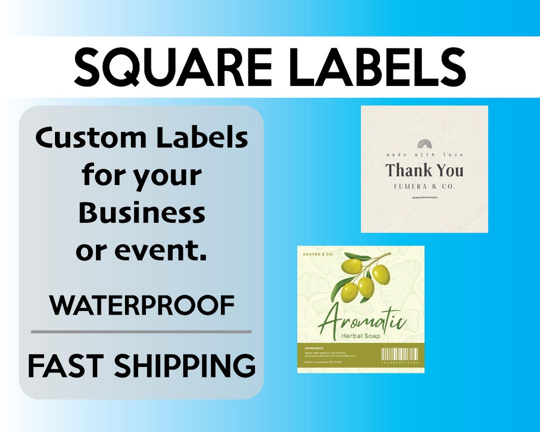 Custom Logo Labels: Square or Circle, Waterproof BOPP Stickers - Etsy