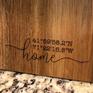 Laser Engraved Cutting Board With Custom Coordinates - Etsy