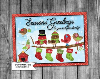 Rustic Christmas Card Personalized Holiday Winter 5x7 | Etsy