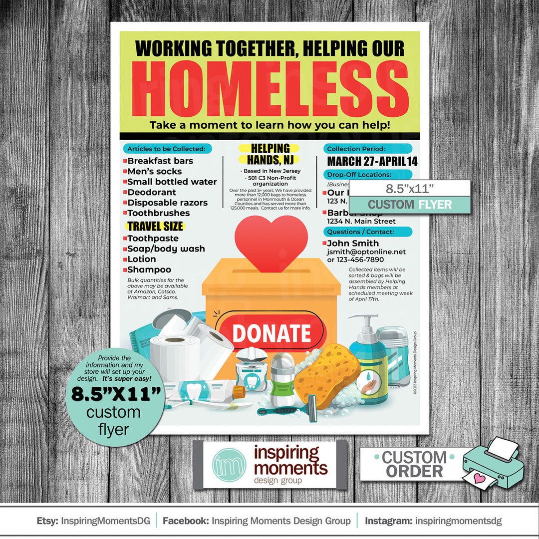Homeless Donation Drive Flyer: Customized School Fundraiser (8.5x11 ...