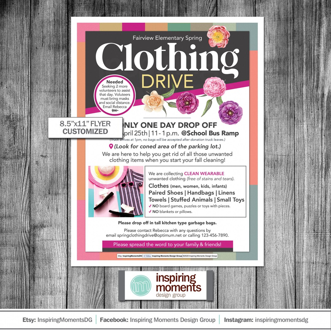 Clothing Drive Event Flyer Printable Collection Fundraiser Township ...