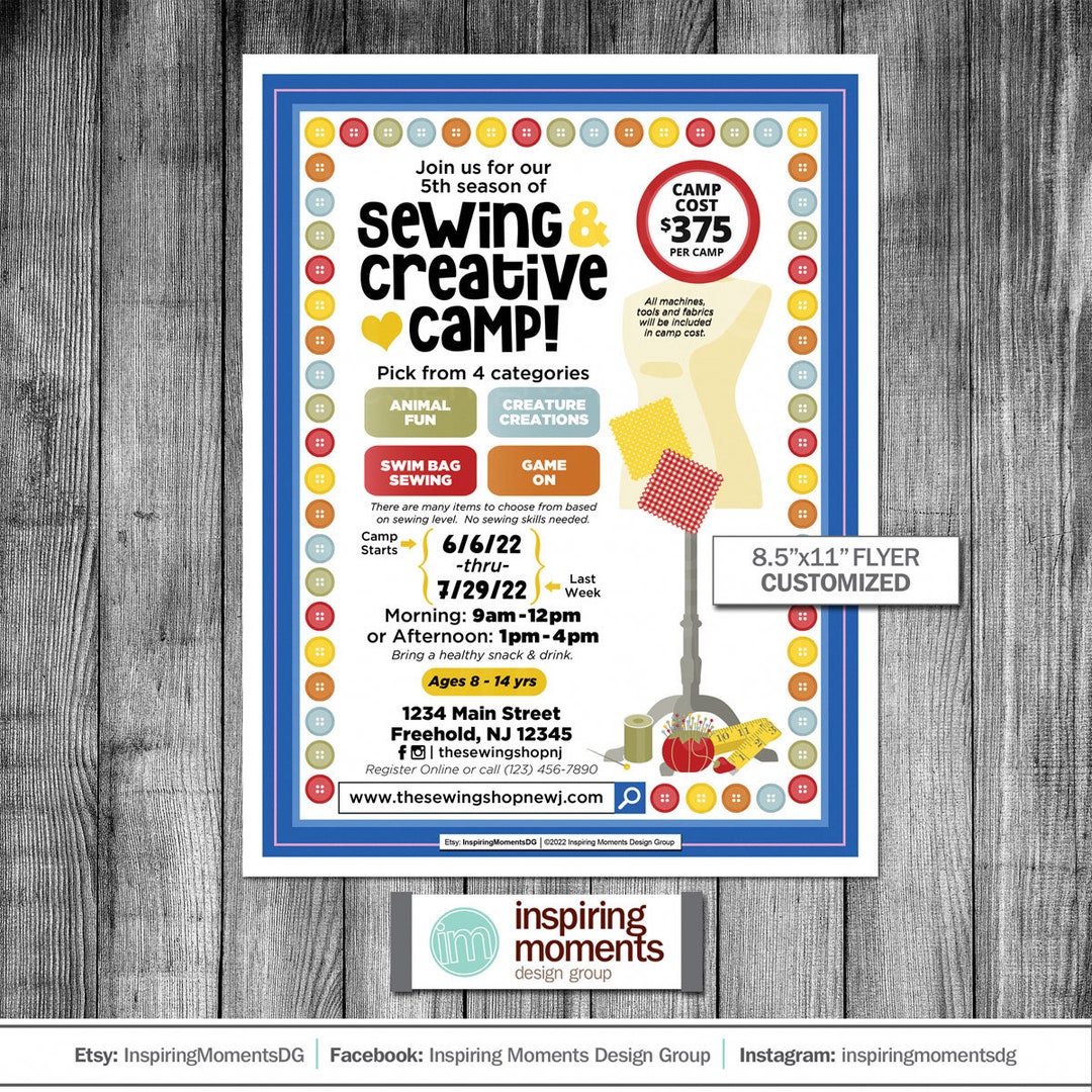 Sewing Camp Flyer Printable, Arts and Crafts, Summer Activities ...