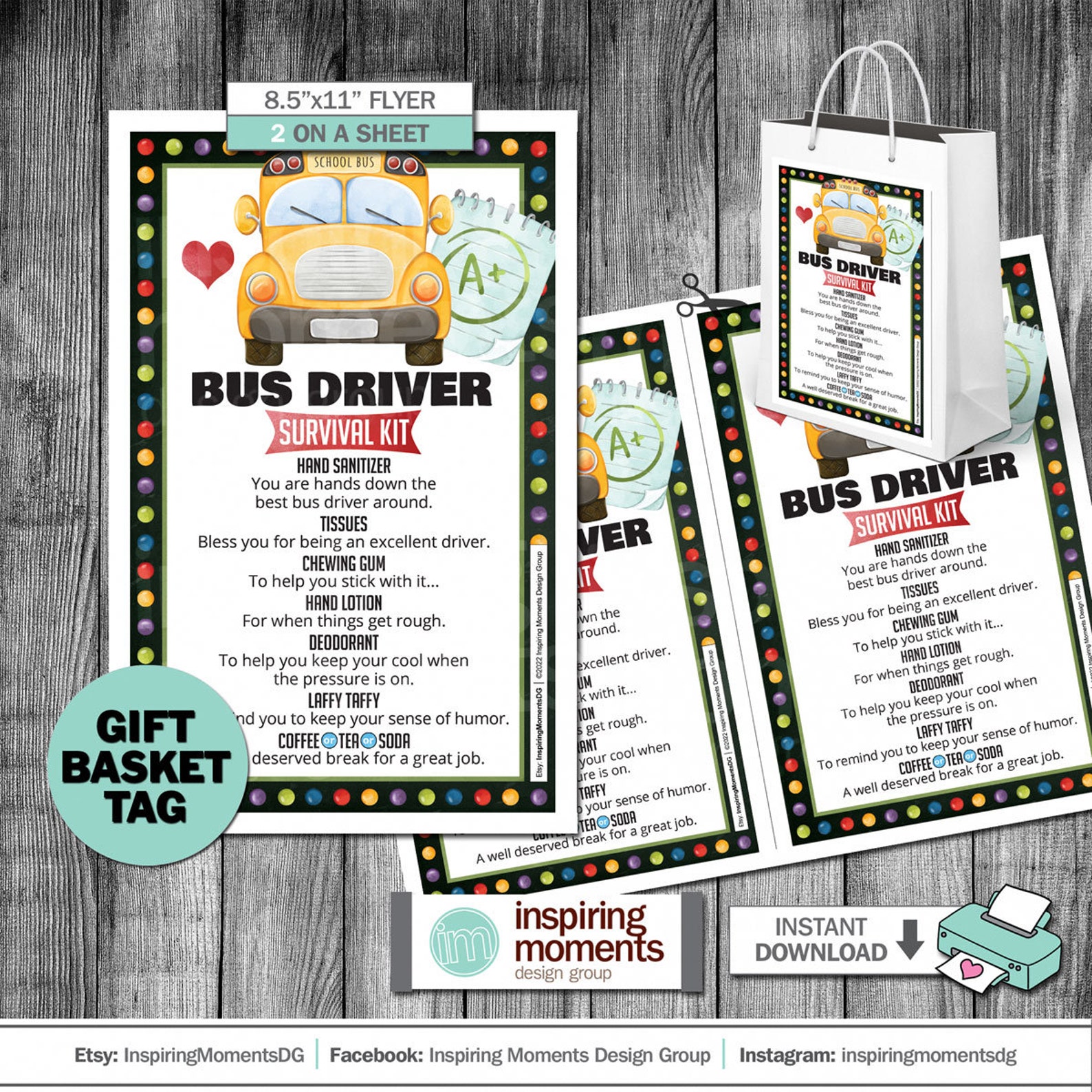 School Bus Driver Survival Kit Flyer: Appreciation Gift (digital ...