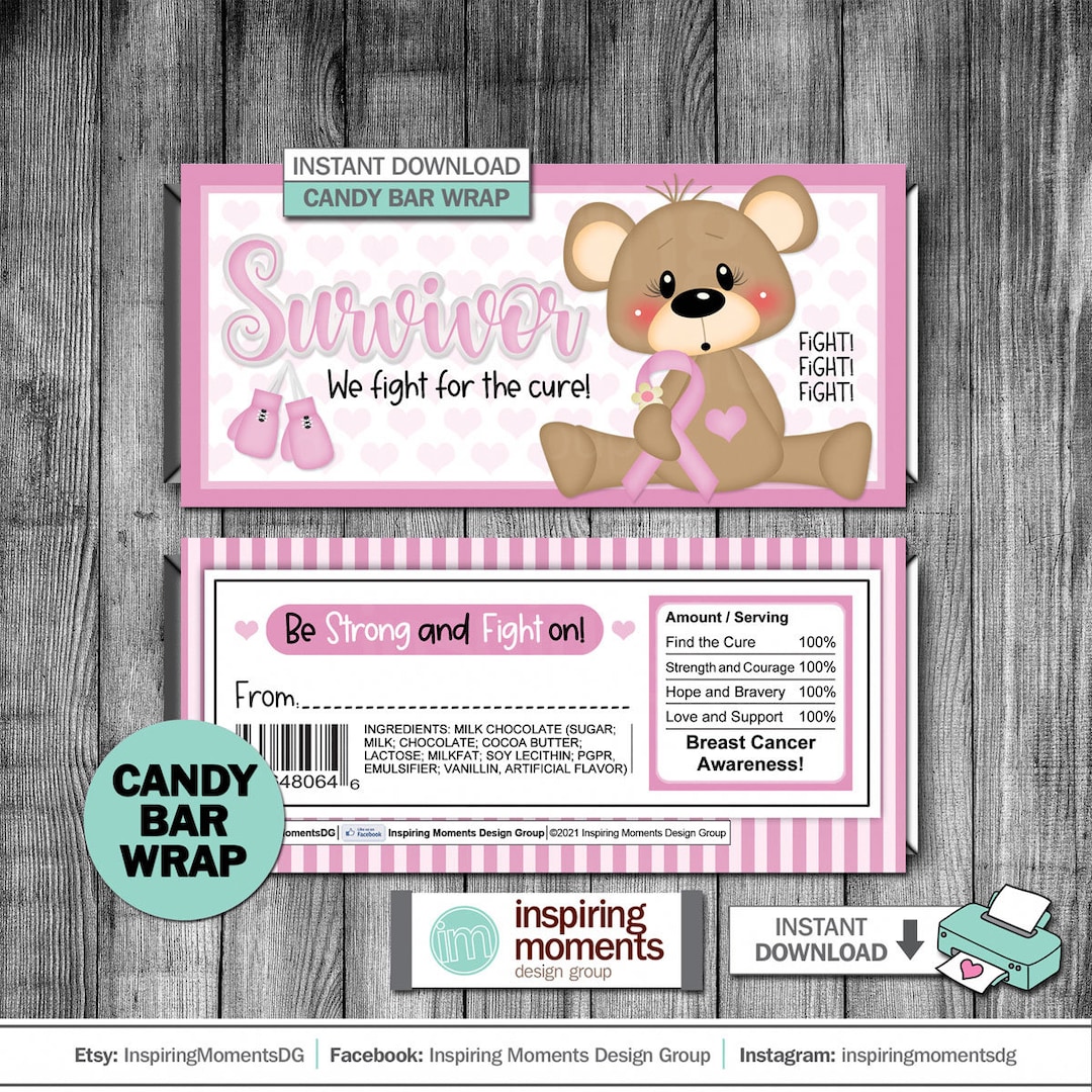 Breast Cancer Awareness Candy Bar Wrapper: Survivor Fundraiser (instant Download) - Etsy