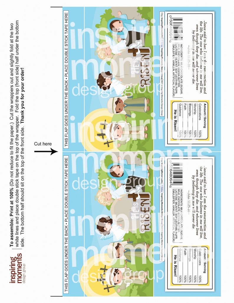He is Risen Easter Candy Bar Wrapper: Printable Hershey Favor (digital ...