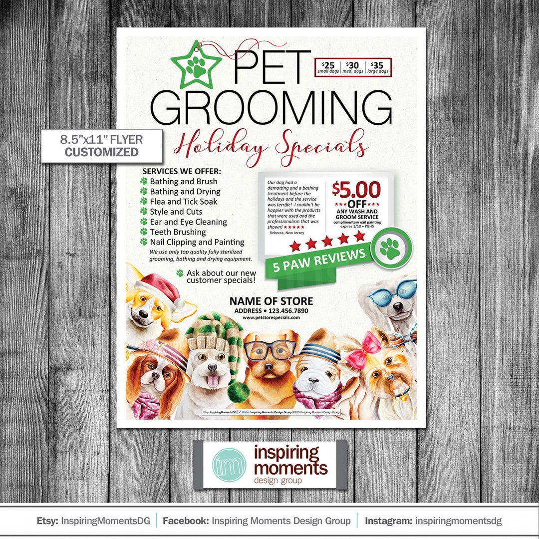 Dog Grooming Flyer Printable | Holiday | Dog Groomer | Small Business ...