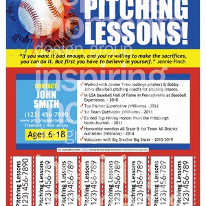 Softball Pitching Lessons Event Flyer Printable | Baseball Pitching ...