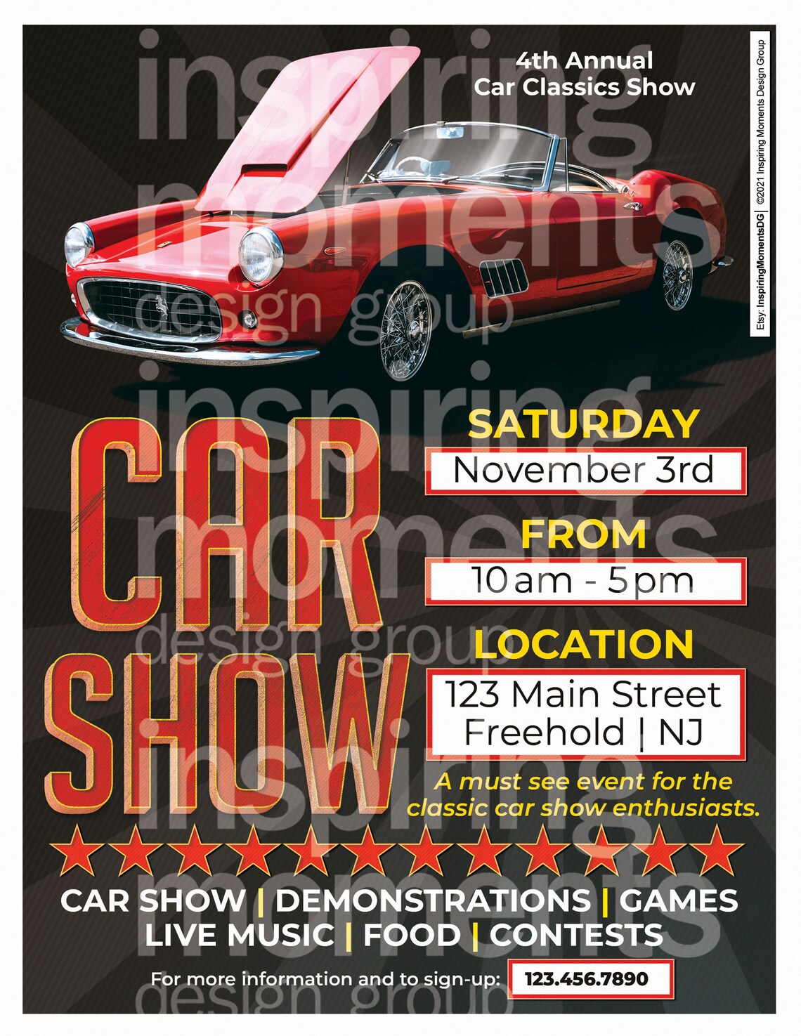 Classic Car Show Flyer: Customized Auto Event Design (digital Download ...