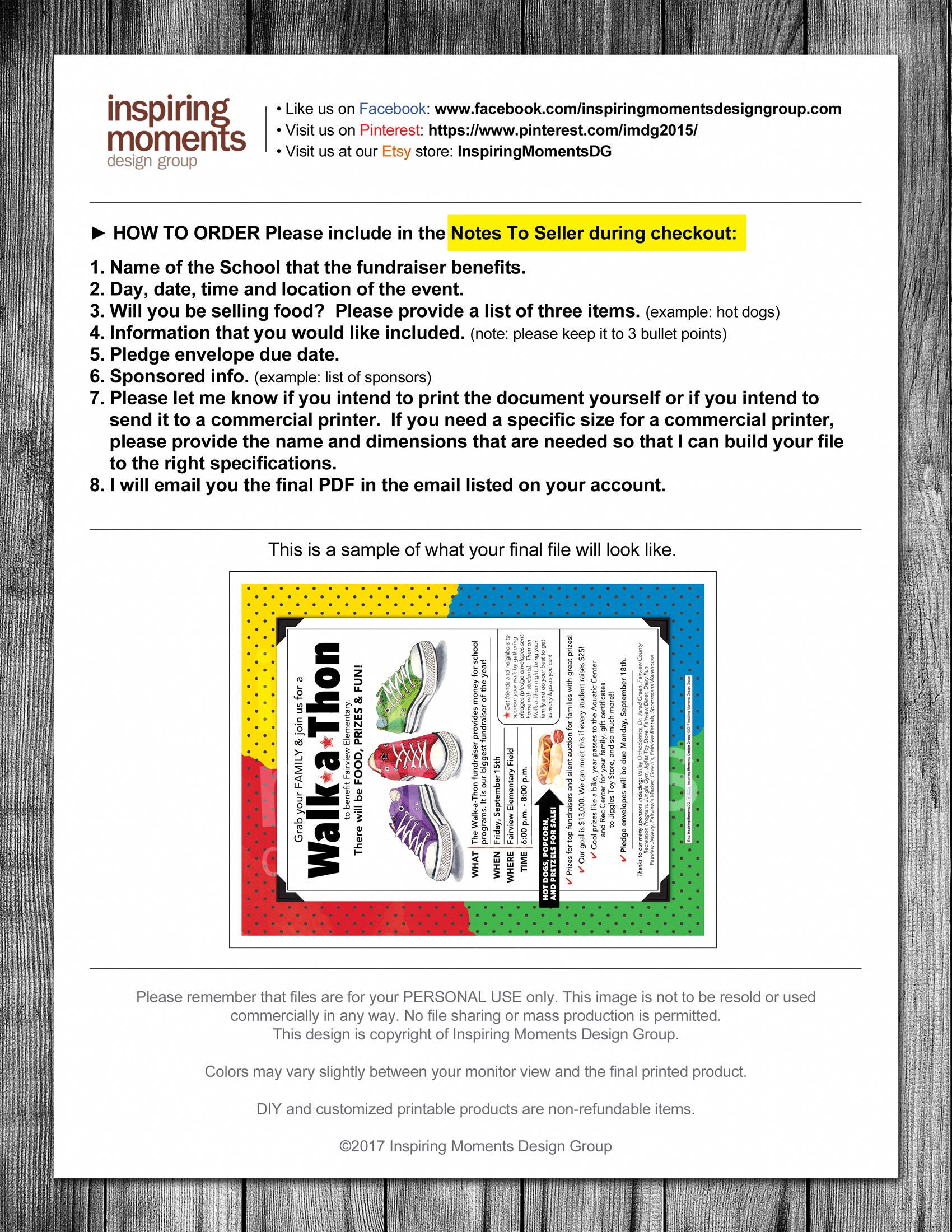 Walk A Thon Event Flyer Printable Fundraiser PTA PTN | Etsy