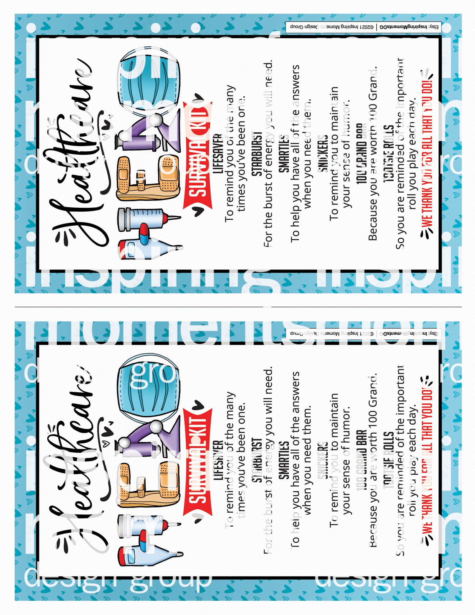 Healthcare Hero Survival Kit Flyer: Printable Gift Tag (digital ...