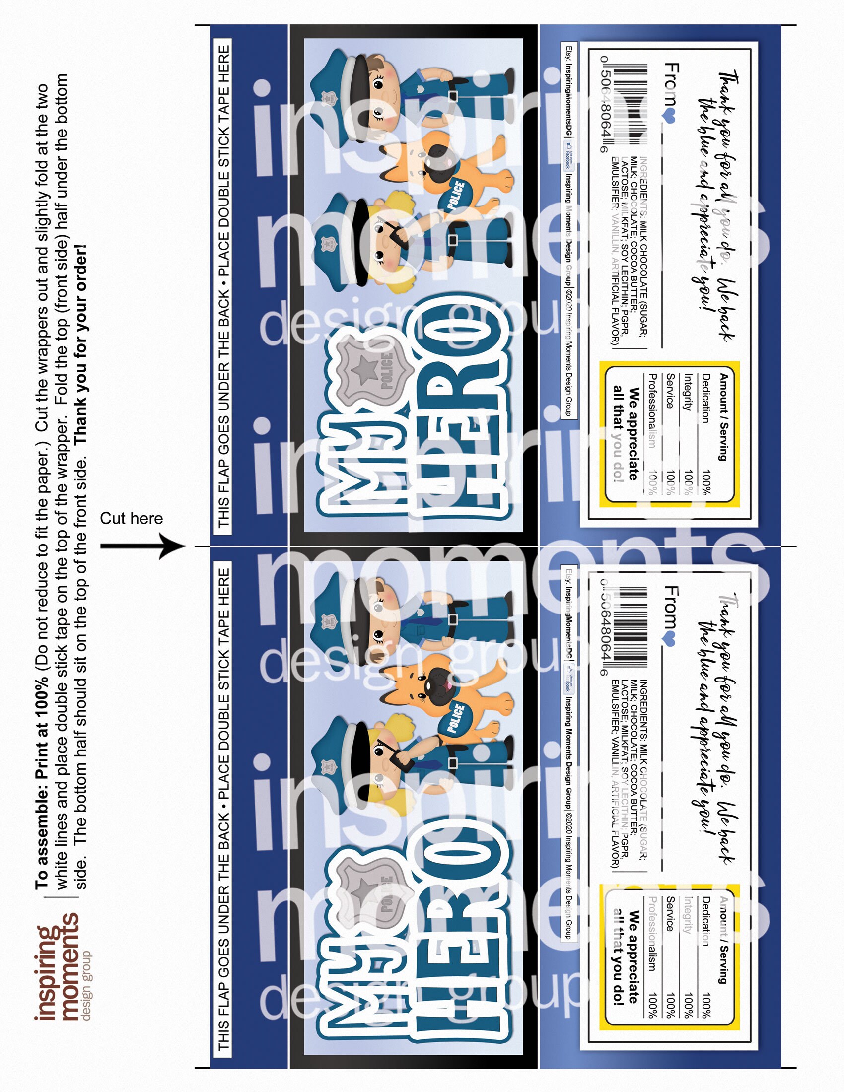 Police Officer Hero Candy Bar Wrapper: Law Enforcement Gift (instant ...