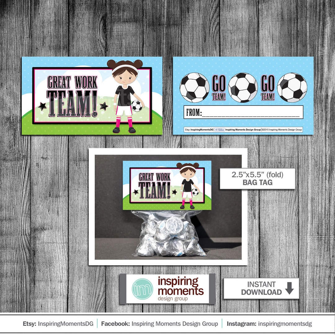 Soccer Girl Bag Tag Topper: Team Snack Favor (instant Download) - Etsy