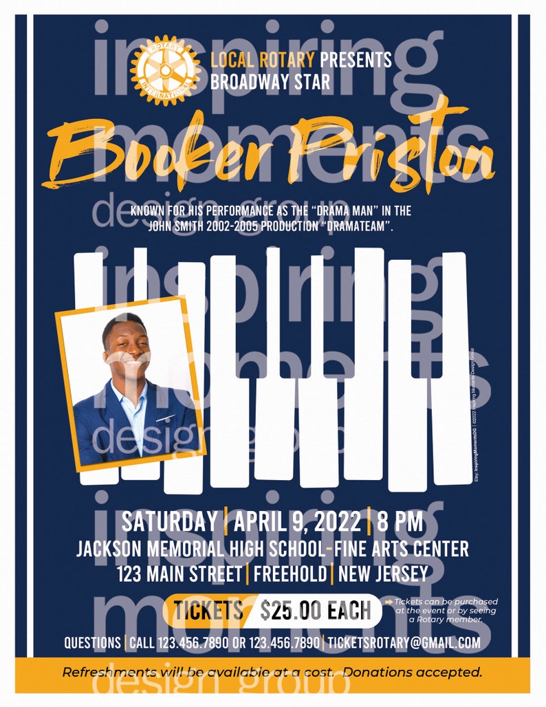 Piano Concert Fundraiser Flyer Printable Broadway Theatre - Etsy