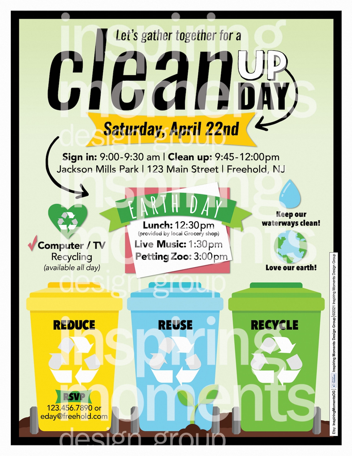 Earth Day Clean up Flyer: Community Event Printable (8.5x11) (digital ...