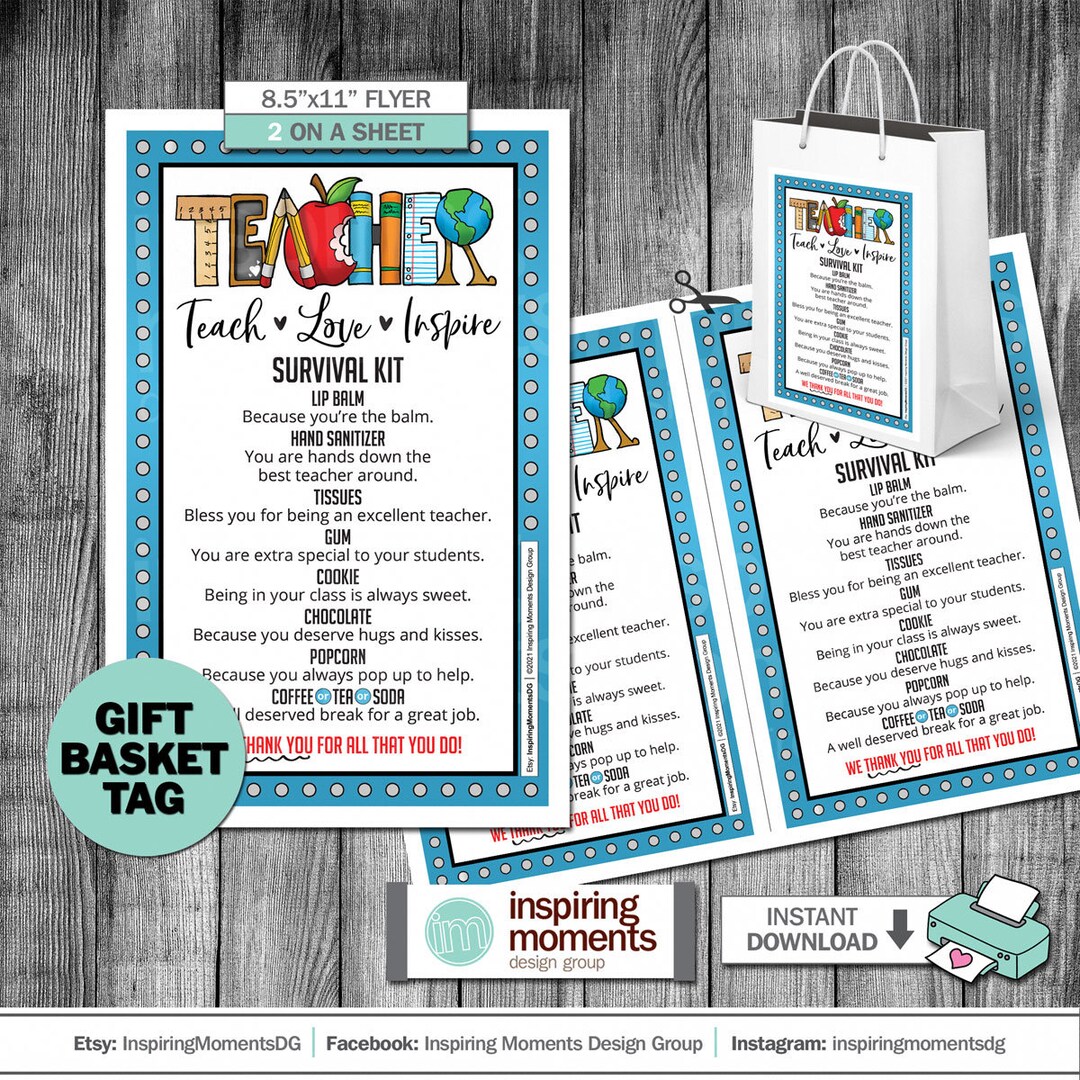 Teacher Survival Kit Flyer Printable: Appreciation Gift (digital ...