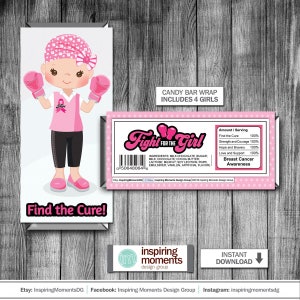 Breast Cancer Candy Bar Wrap, Breast Cancer Awareness, Find the Cure ...