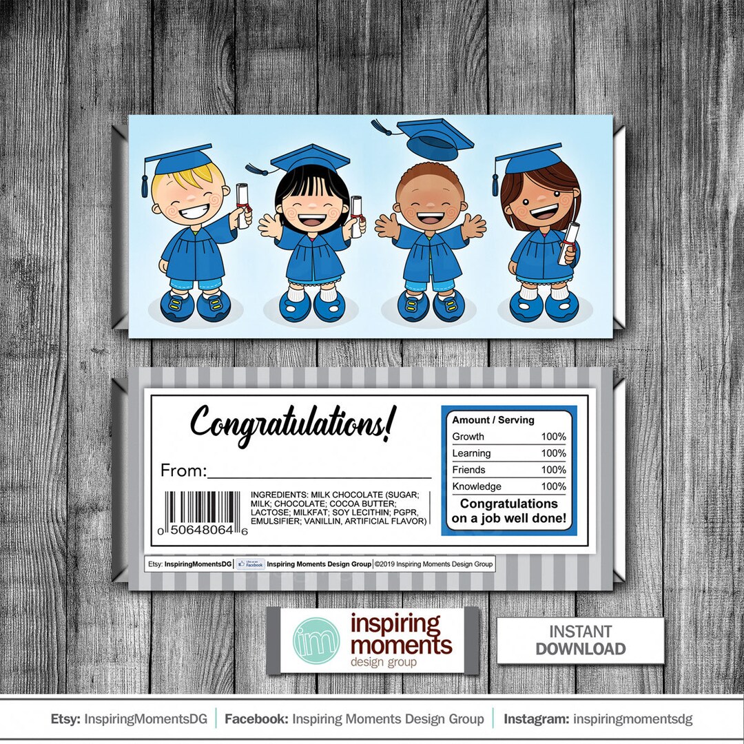 Graduation Kids Candy Bar Wrap, End of the School Year, Pre-school ...