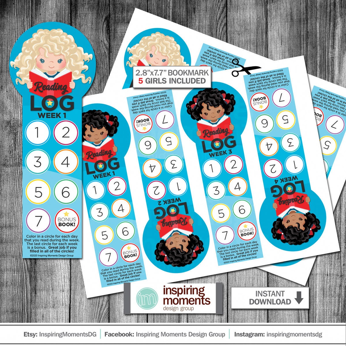 Printable Bookmarks Reading Log Bookmarks DIY Weekly And | Etsy