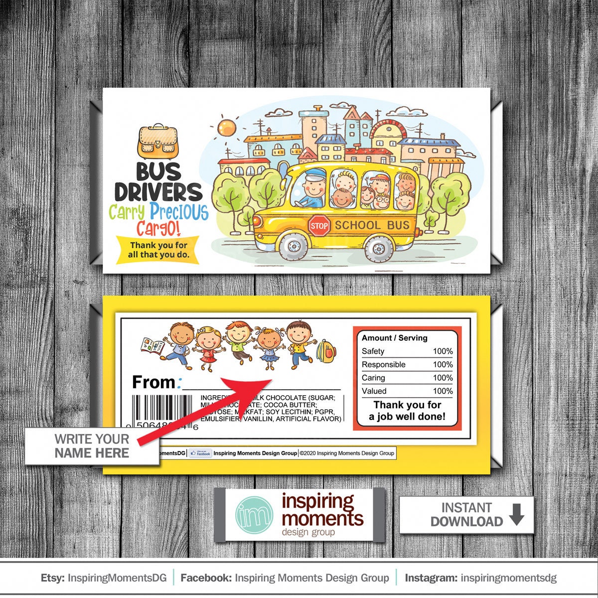 School Bus Driver Thank You Candy Bar Wrapper (digital Download) - Etsy