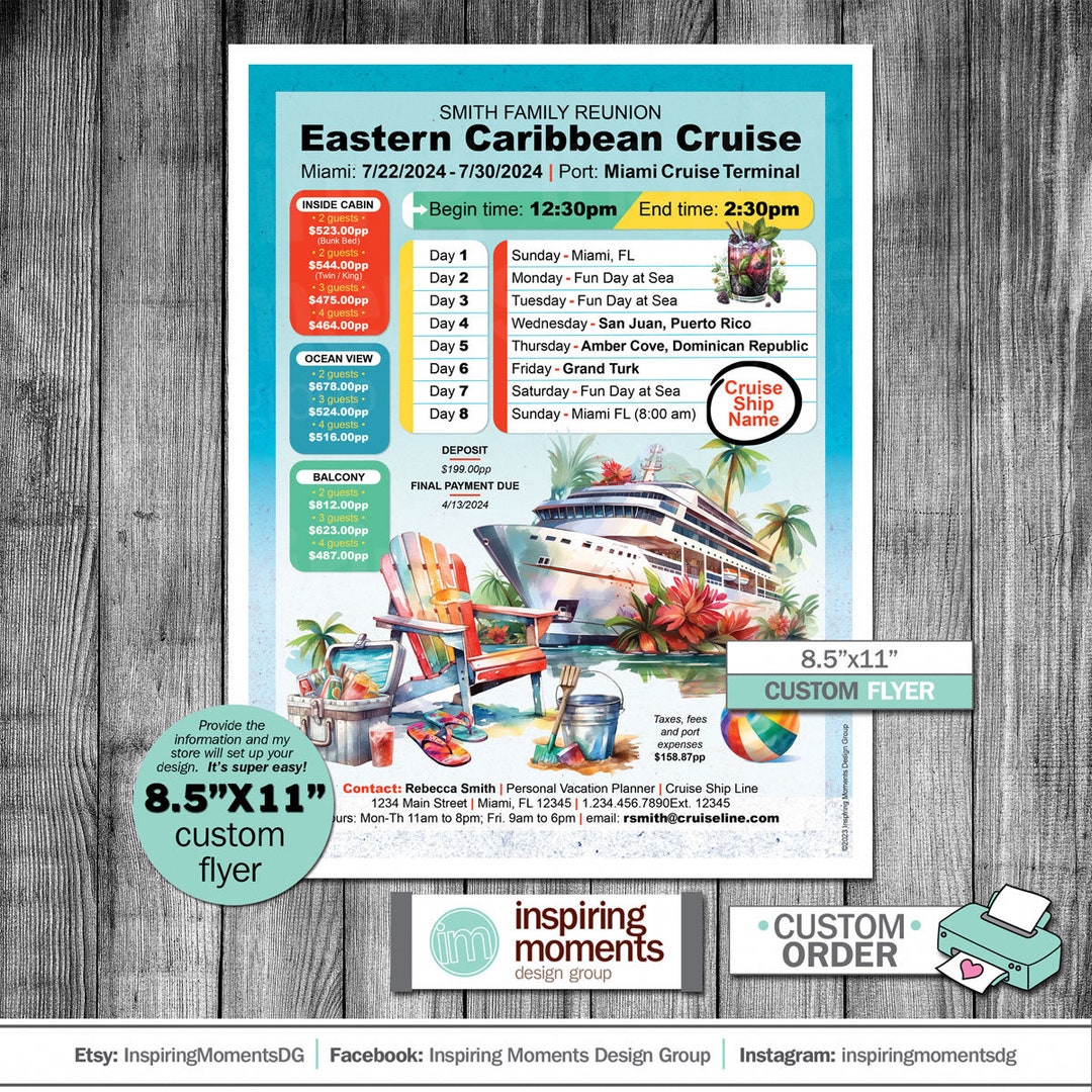 Cruise Vacation Event Flyer, Family Trip Cruise, Custom Marketing Flyer ...