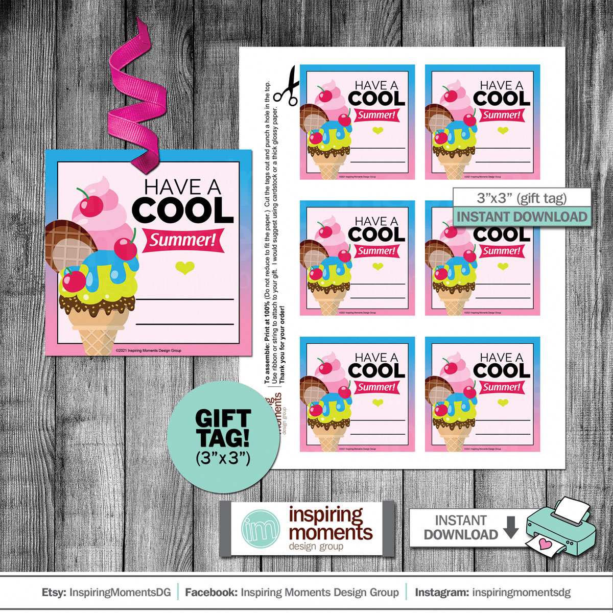Have A Cool Summer Ice Cream Tag, School Favor Tag, First Grader ...
